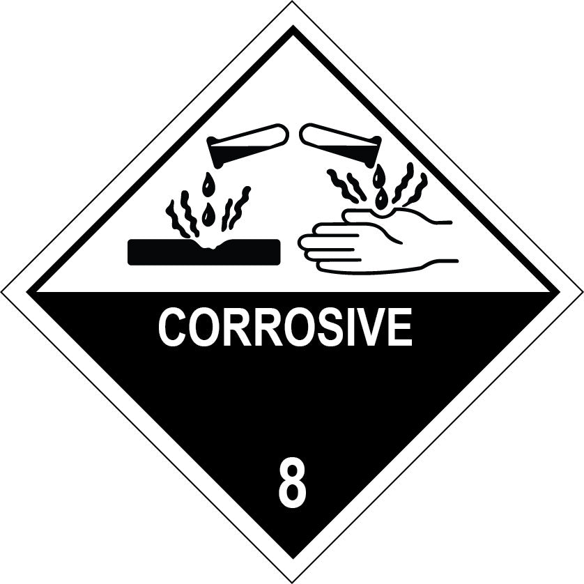 Corrosive 8 DG Labels 100x100mm ROLL 500 – owdirect.com.au
