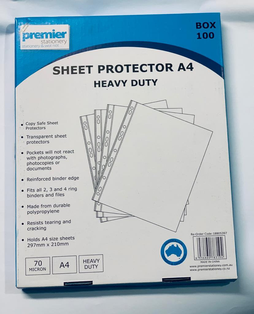Premier A4 Heavy Duty Sheet Protector 70um Low Glare Box 100 – owdirect ...