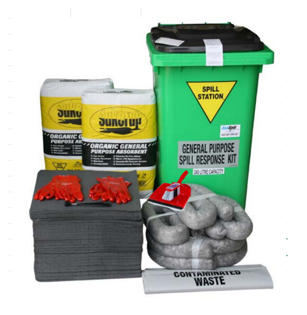 SS Auspill Compliant General Purpose Spill Kit 240 Litre Wheeled Bin C ...