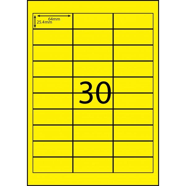 Eco Friendly A4 30C Fluro Yellow Address Labels 64 x 25.4mm Pack 100 ...