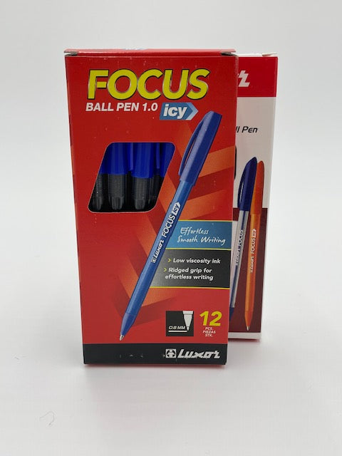 Luxor Focus Smooth Medium Ballpoint Pens Blue Box 12 – owdirect.com.au