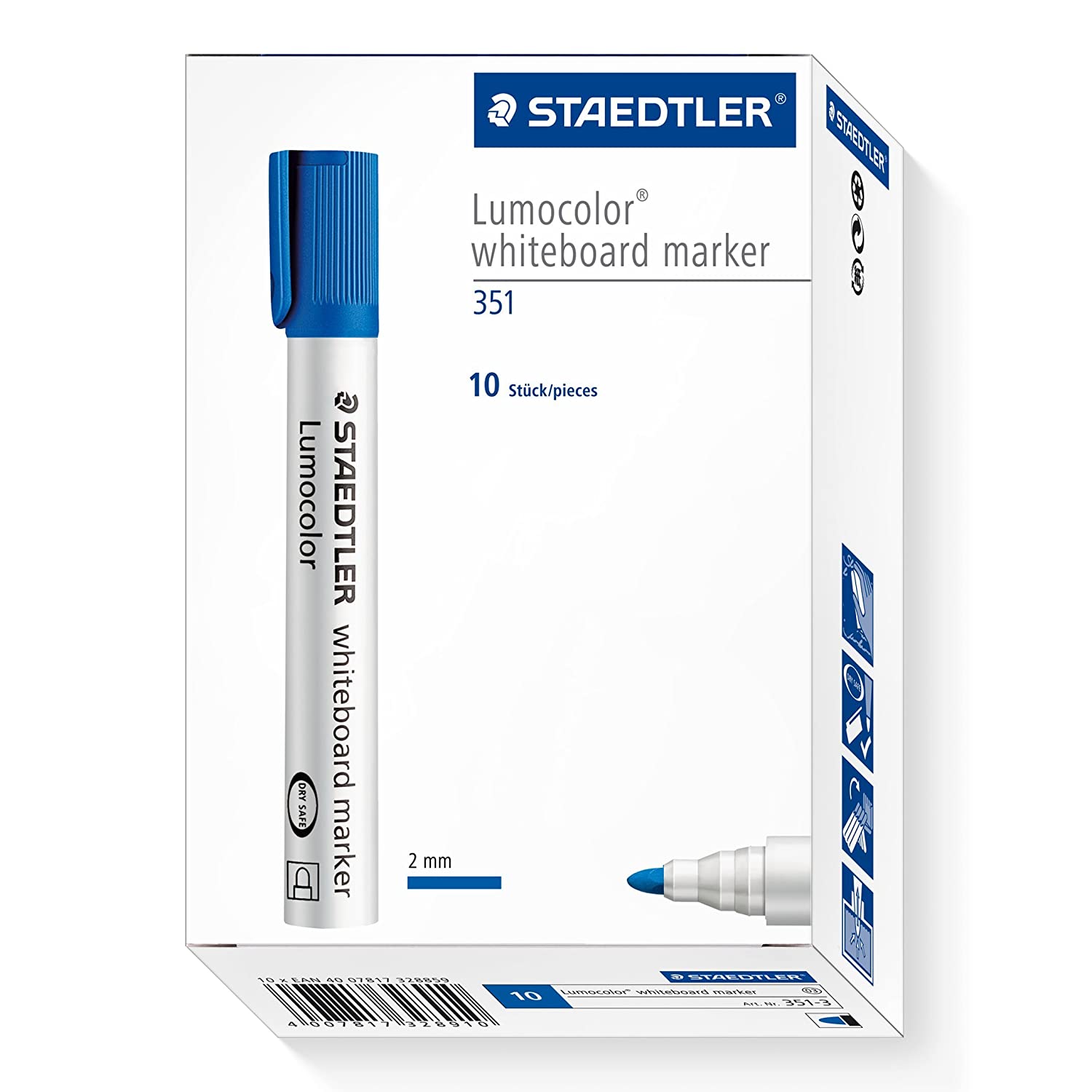 Staedtler 351 Whiteboard Bullet Blue Box 10 – owdirect.com.au